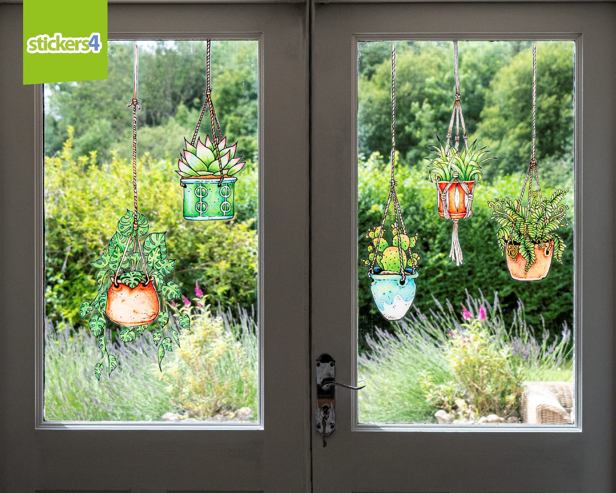 Plant Window Clings Flower Pot Window Cling Decals | Plant Window
