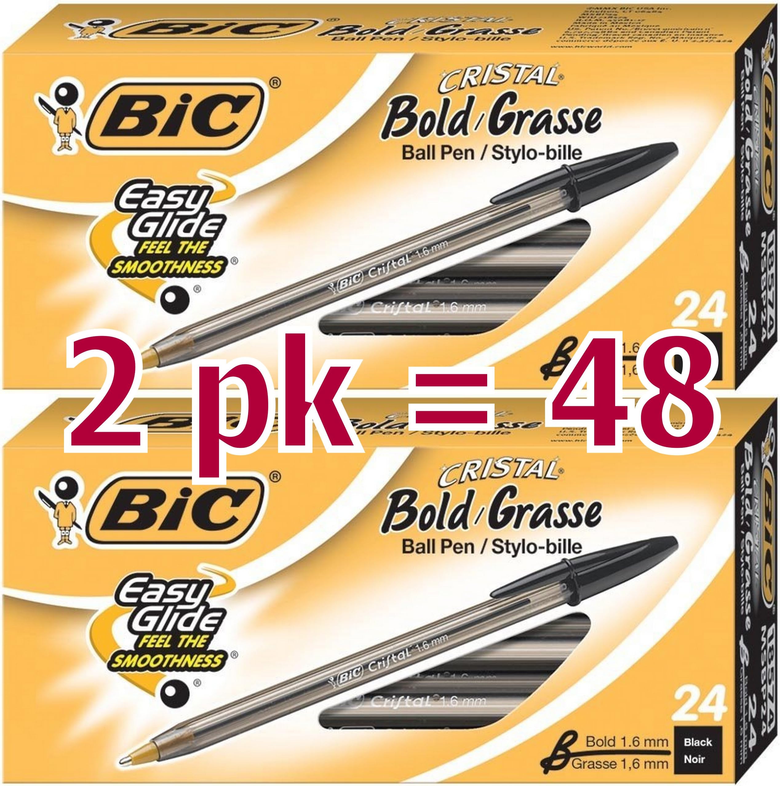 Amazon.com : Bic Cristal Large Ballpoint Pens, Every-Day Biro Pens with ...