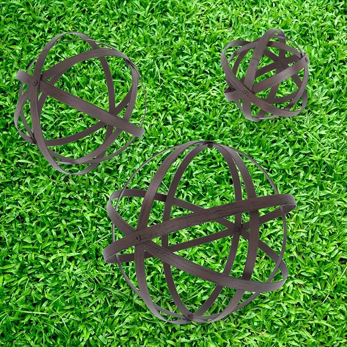 Amazon.com: SPWOLFRT 3 Different Size Metal Garden Spheres, Metal ...