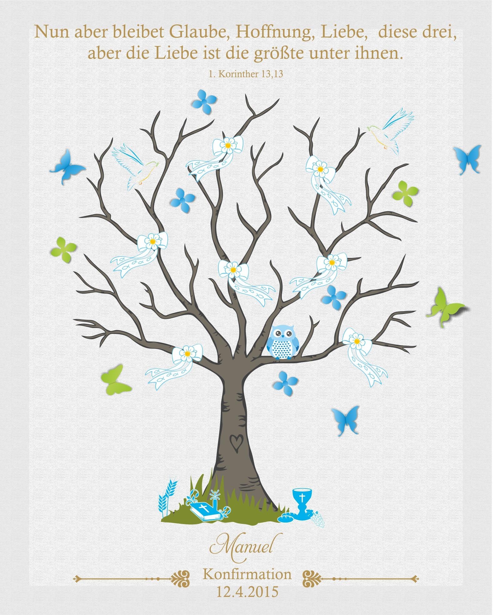 KATINGA Personalisierte Leinwand zur KONFIRMATION/Motiv Baum- als ...