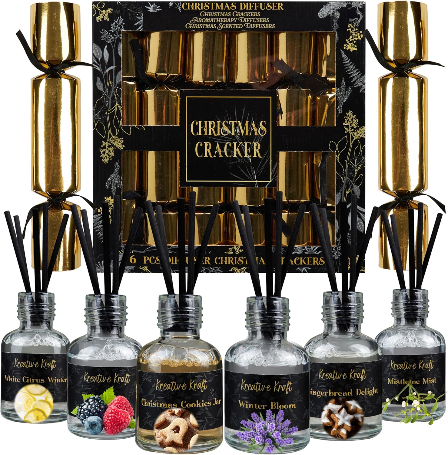 KreativeKraft Luxury Christmas Crackers, Pack of 6 Deluxe Xmas Crackers ...