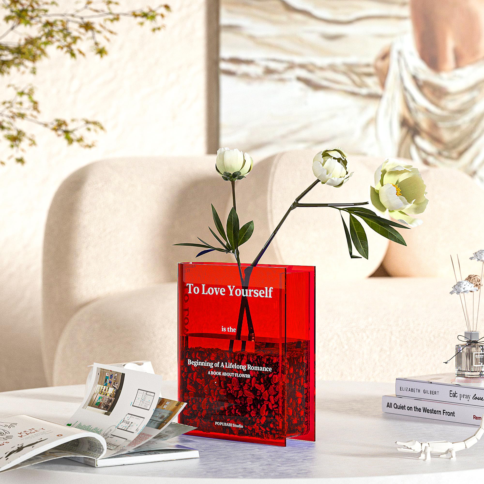 Amazon.com: Book Vase for Flowers, Clear Acrylic Book Vase, A Book ...