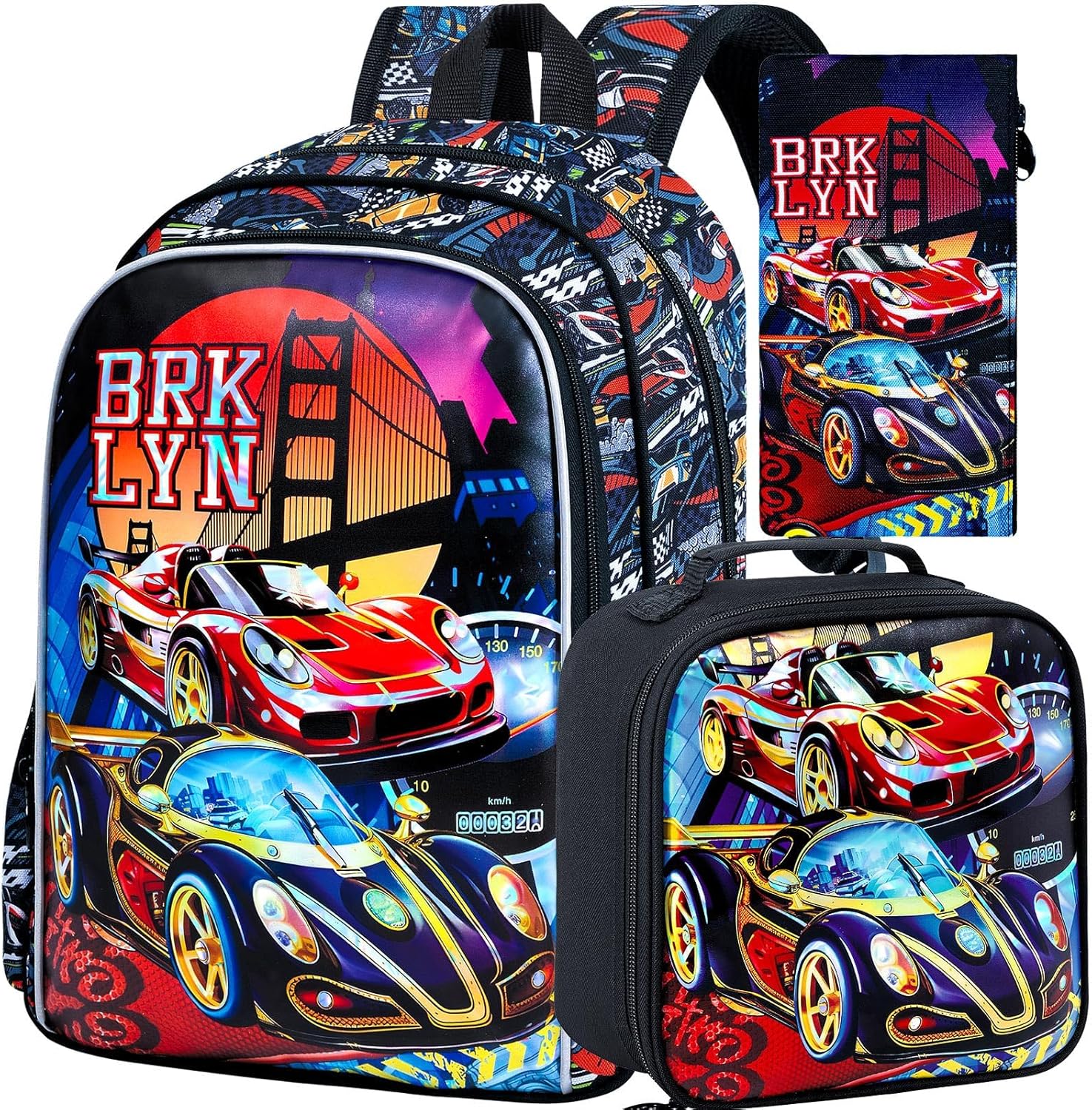 Amazon.com | KLFVB 3PCS Racing Car Backpack for Boys, Water Resistant ...