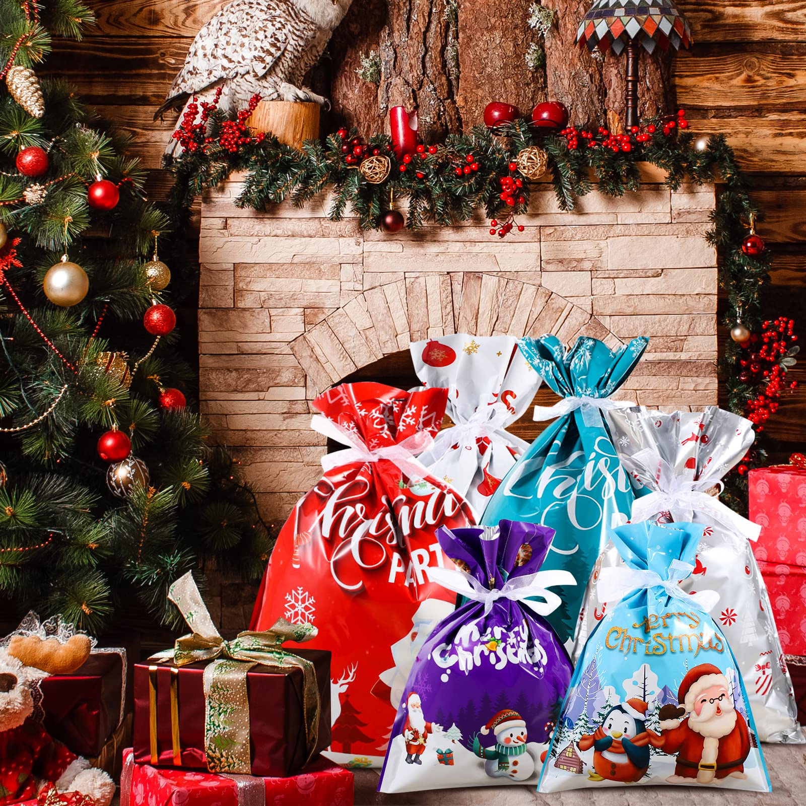 Drawstring Gift Bags Bulk 30-Pack Christmas Gift Bags Assorted Sizes ...