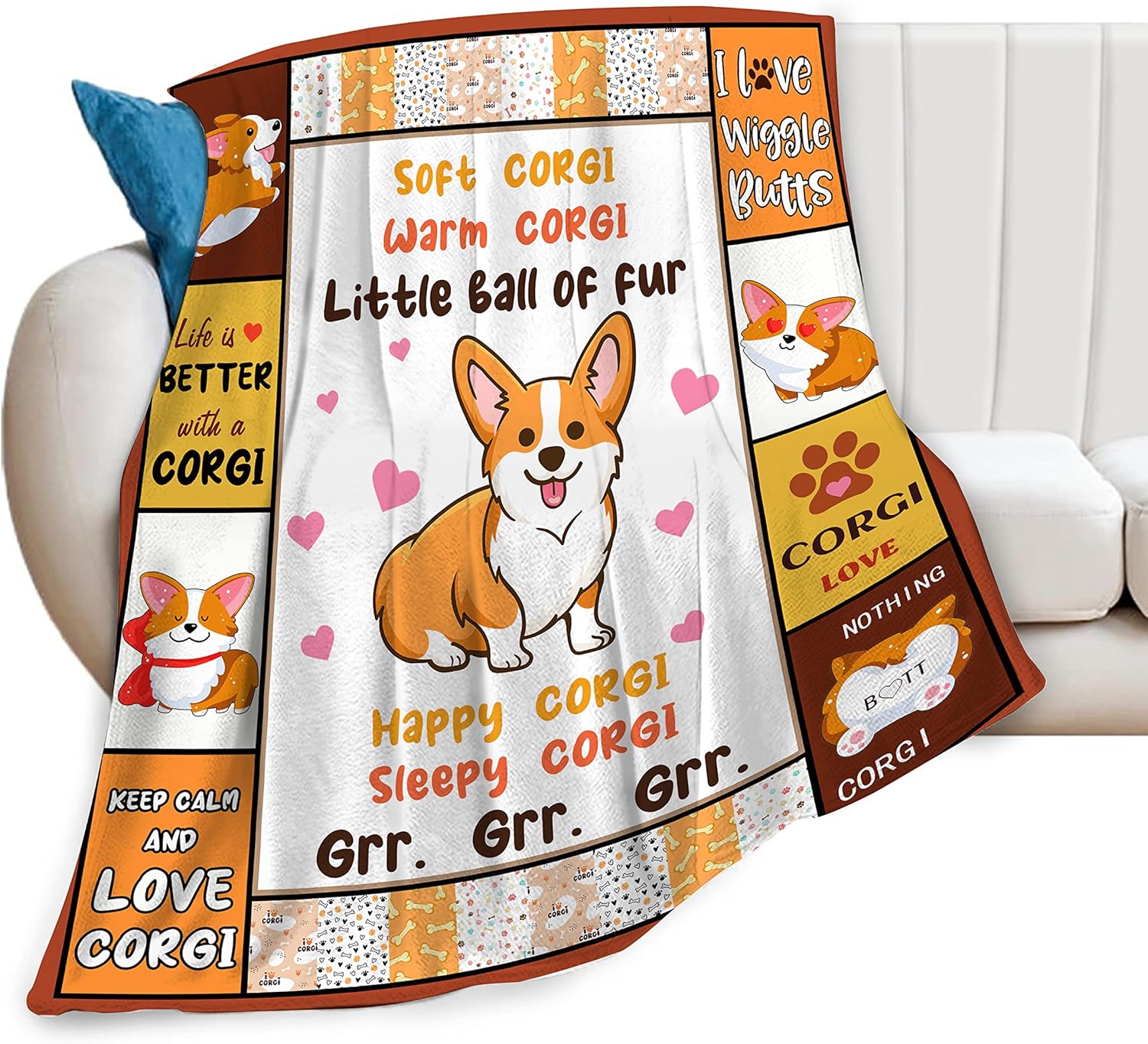 Amazon.com: Corgi Throw Blanket Ultra Soft Cozy Plush Cute Dog Flannel ...