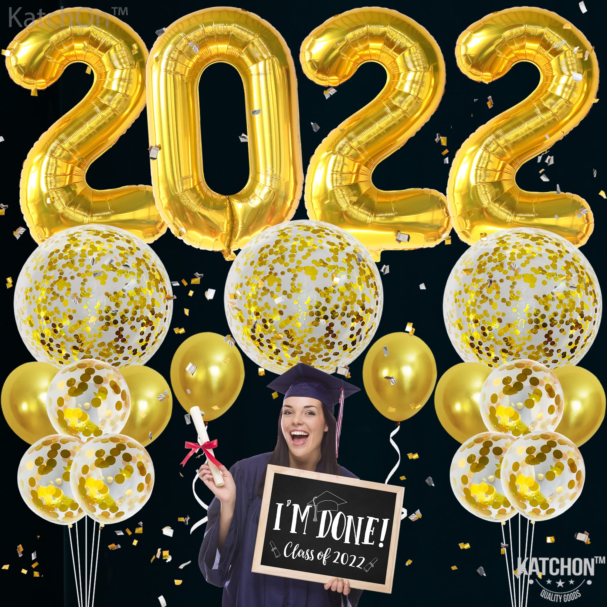 Buy Huge, Gold 2022 Balloons Numbers Set - 40 Inch, Graduation Balloons ...