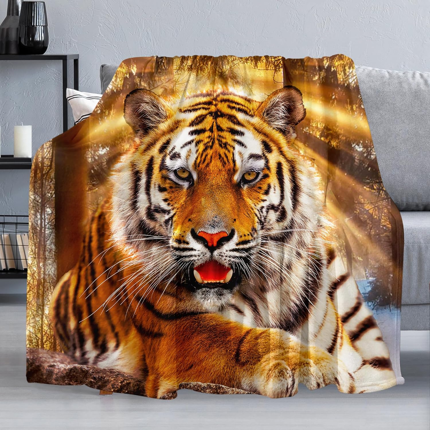 Amazon.com: 3D Tiger Throw Blanket Soft Cozy Plush Fleece Blanket for ...