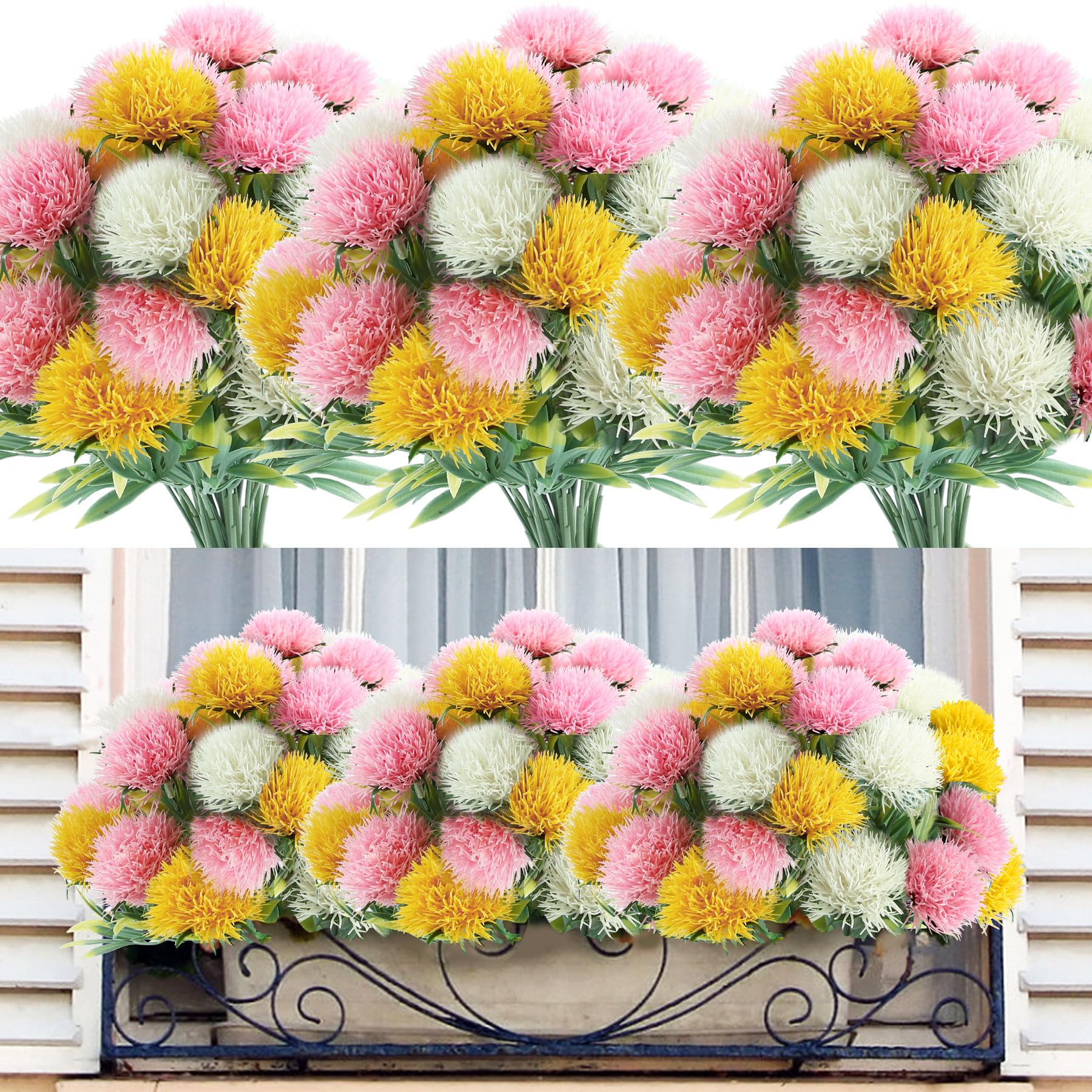 Amazon.com: ALAGIRLS 6 Bundles Outdoor Artificial Flowers, UV Resistant ...