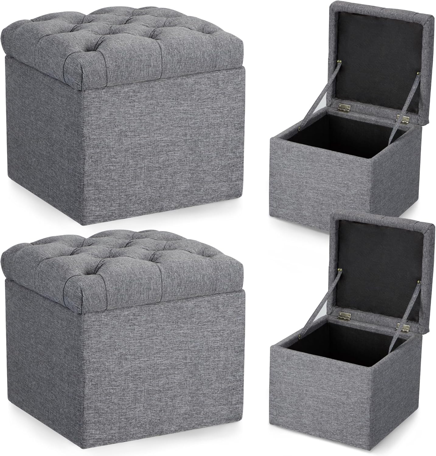 Amazon Jomeed 17 Inches Storage Ottoman Cube Set Of 4 Linen
