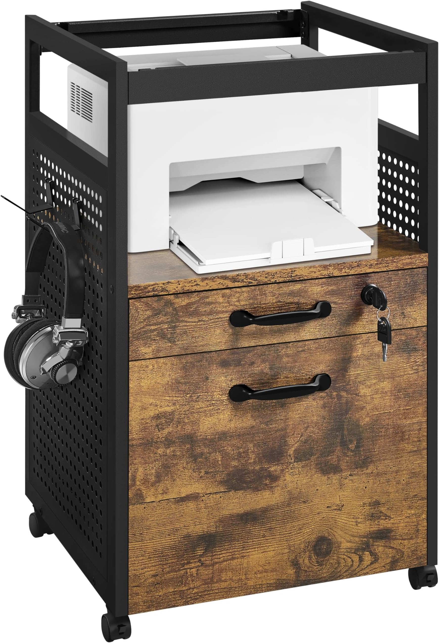 Yaheetech Mobile File Cabinet 2-Drawer Filling Cabinet with Open ...