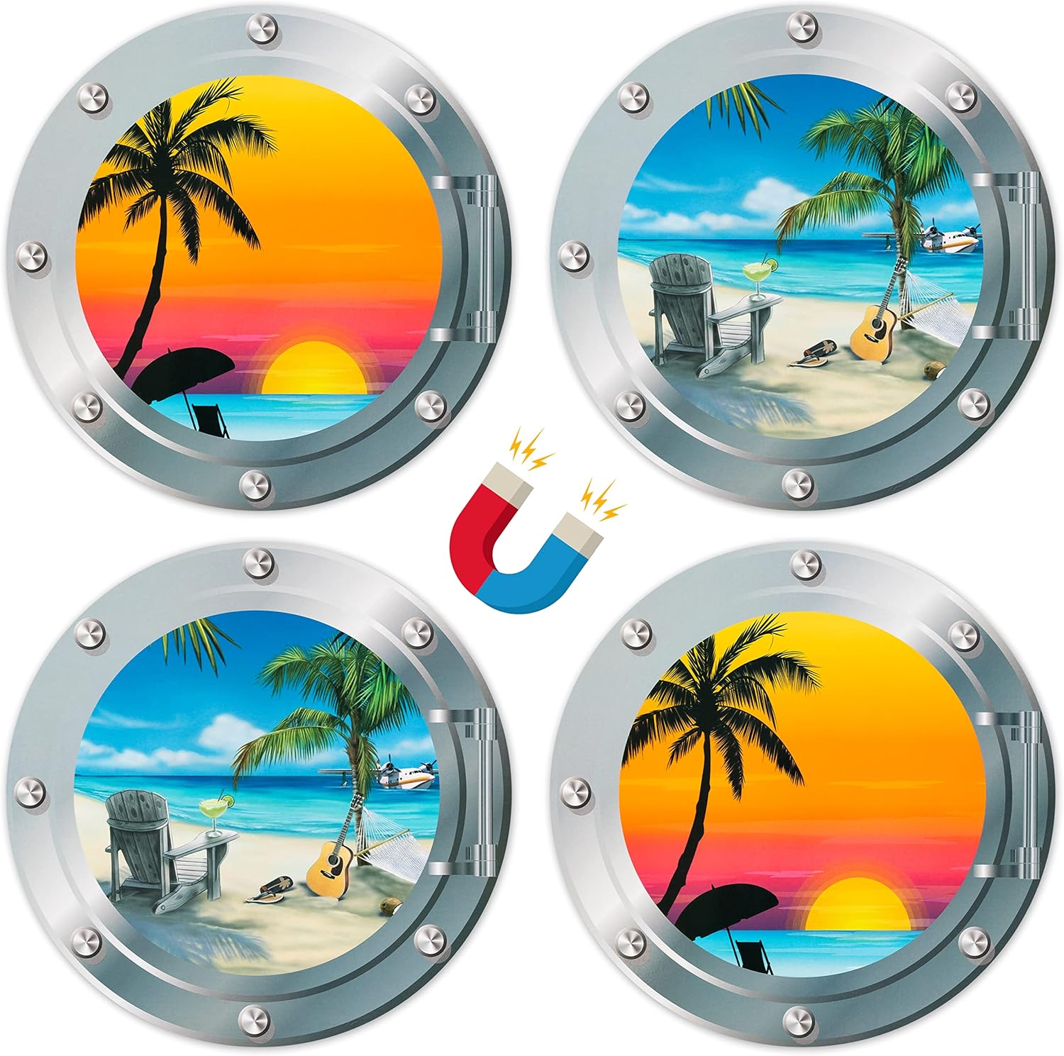 Amazon.com: JAPBOR 4pcs Cruise Door Magnets, Summer Refrigerator Car ...