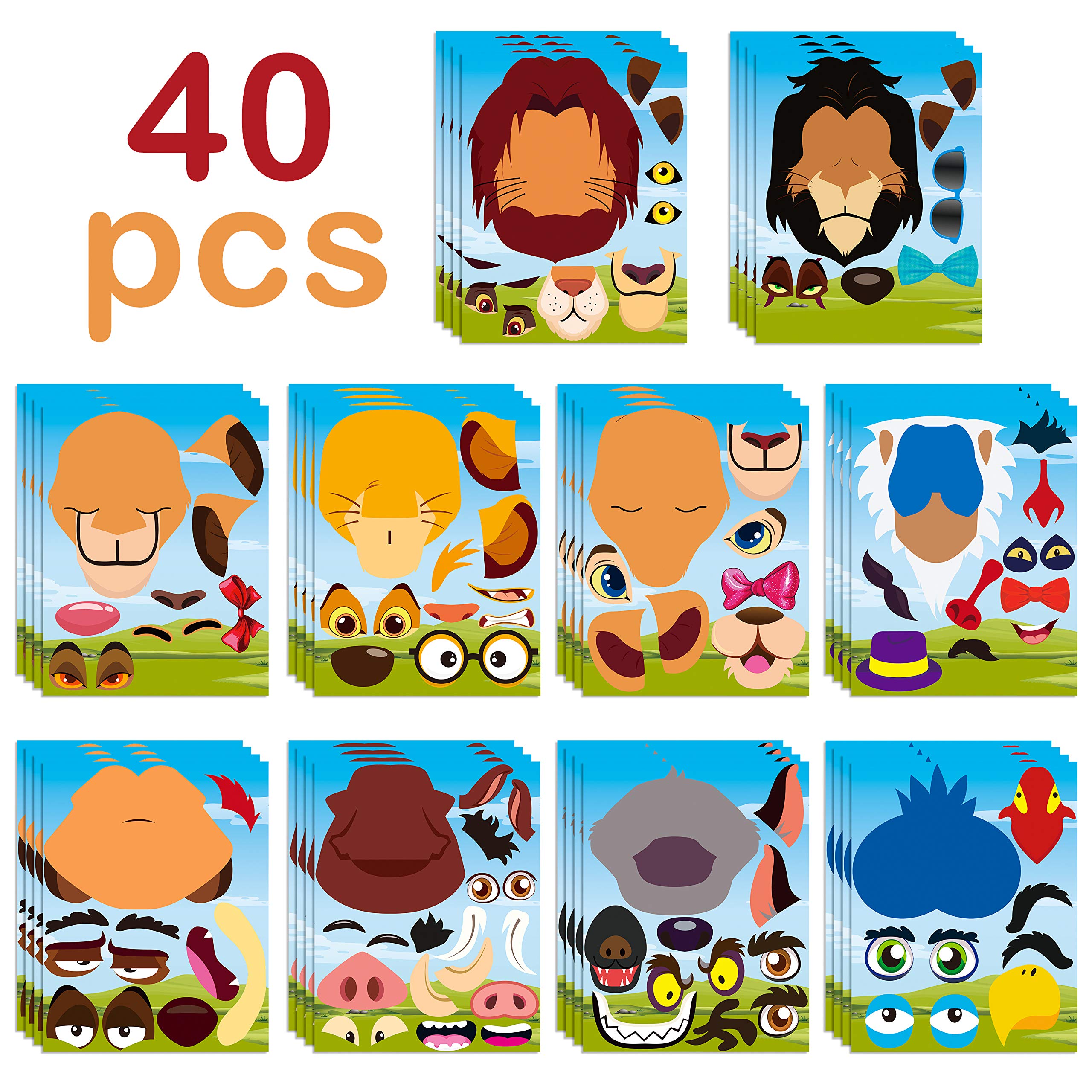 Buy BeYumi Lion Make-a-Face Sticker Sheets, 40 Packs Make Your Own ...