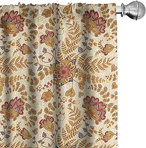 Amazon.com: Lunarable Jacobean Window Curtains, Classical Victorian Floral Arrangement Vintage ...