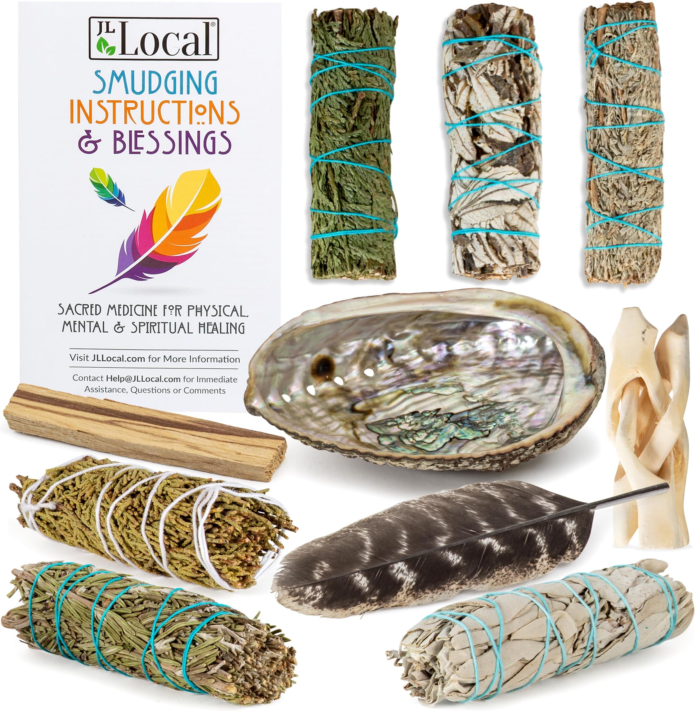 Amazon.com: CircuitOffice Set of 7 Sage Smudge Stick Sampler, White ...