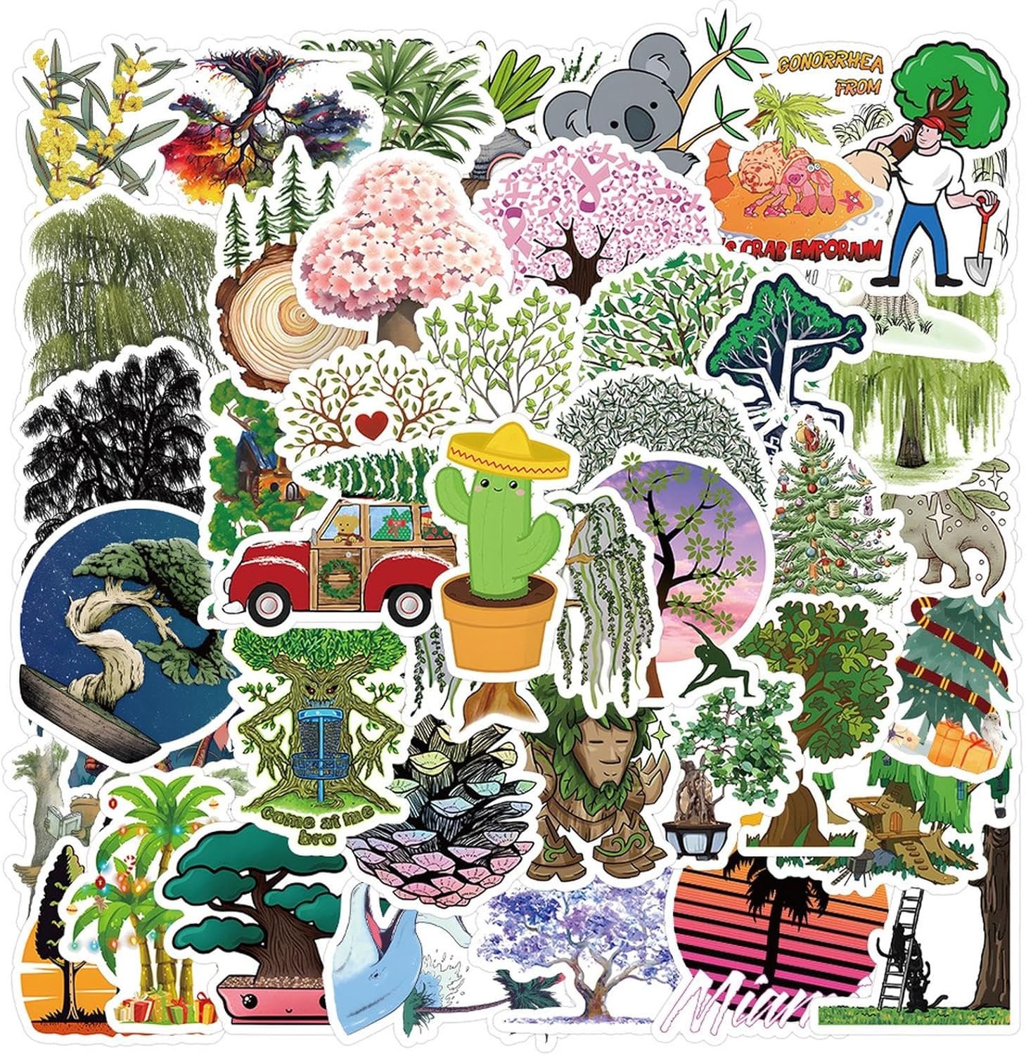 Amazon.com: Forest Stickers 50pcs Cute Green Forest Tree Stickers for ...