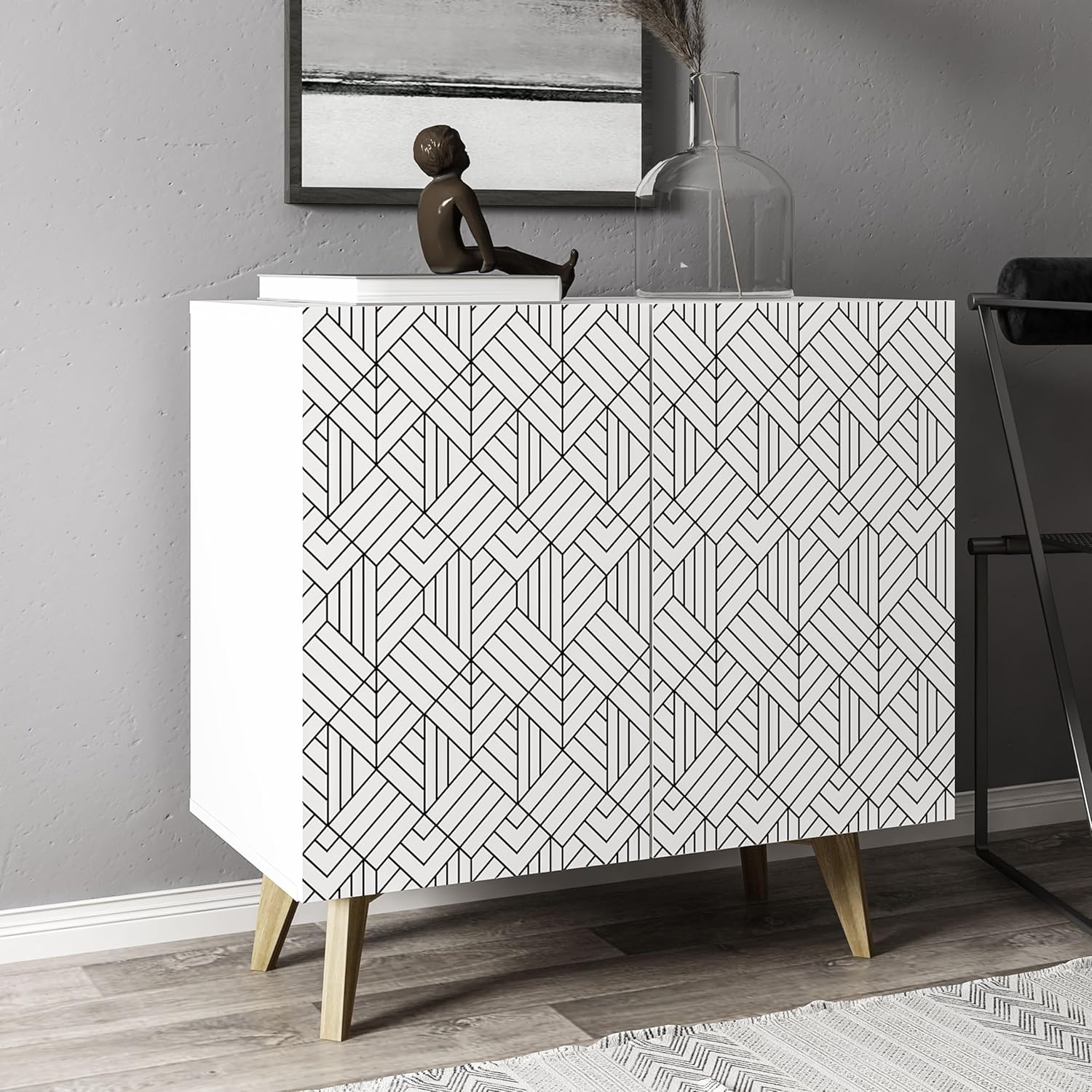 Galano Capson Mondrian 2 Door Sideboard - Stylish & Vibrant Cabinet ...