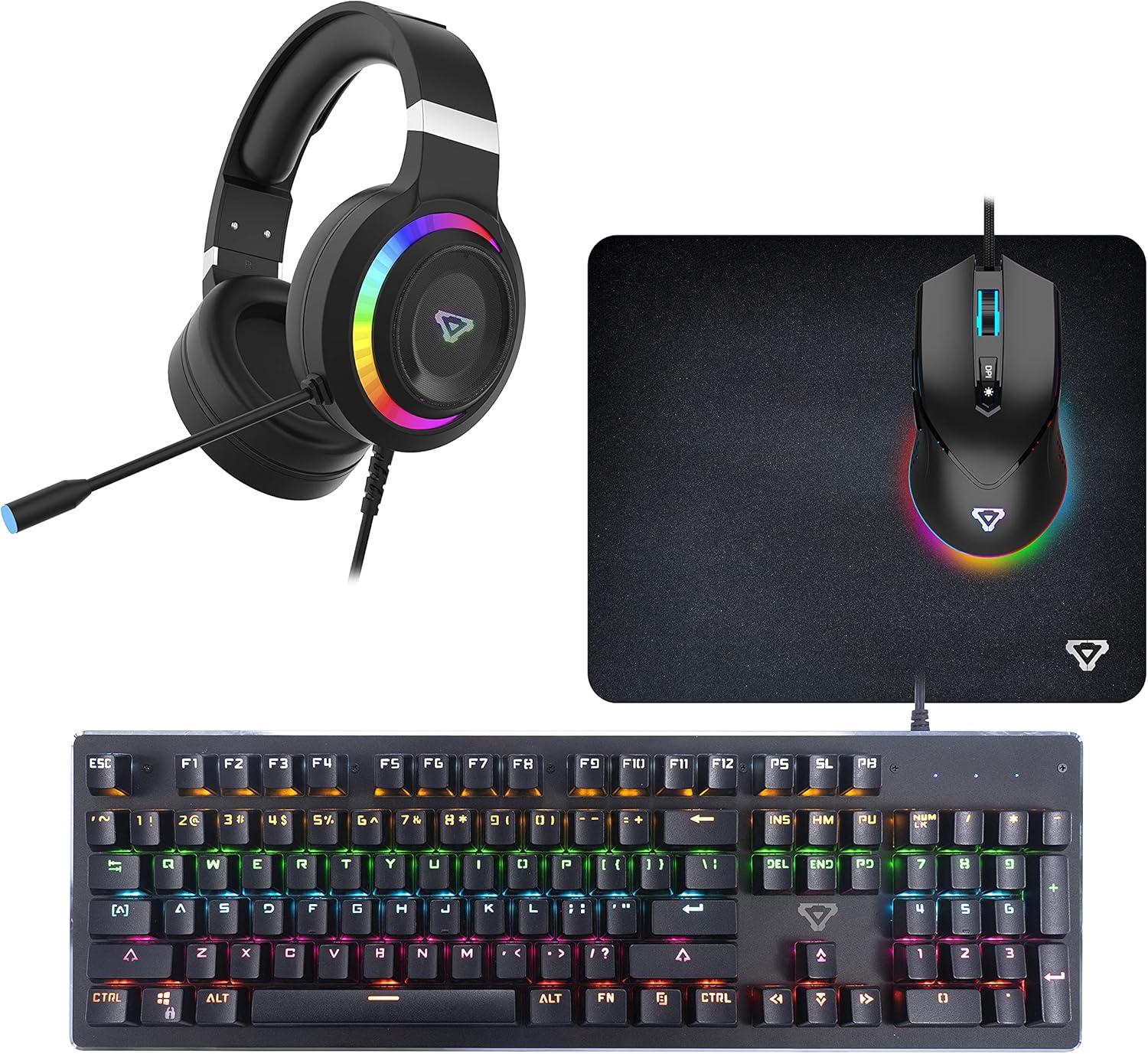 Laser 4 in 1 PC Gaming Set RGB LED Mechanical Keyboard Mouse Headset ...