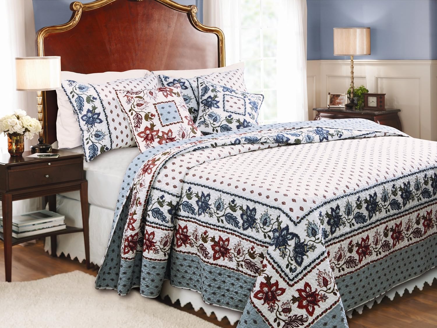 Amazon.com: Greenland Home Clearwater 3-Piece Quilt Set, Full/Queen ...