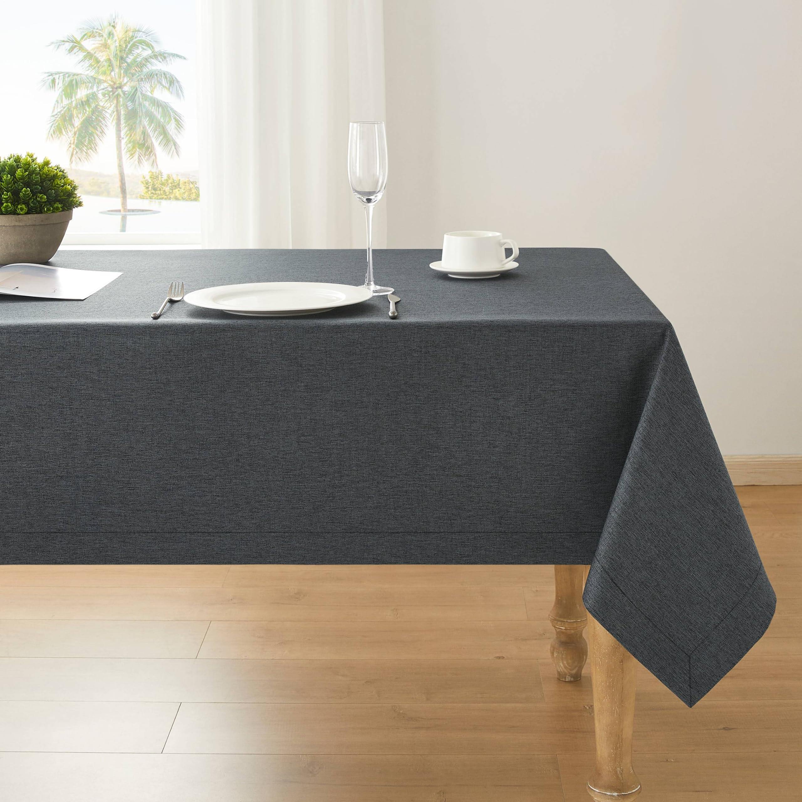 Amazon.com: ZeeMart Grey Tablecloth, Farmhouse Linen Style Table Cloth ...