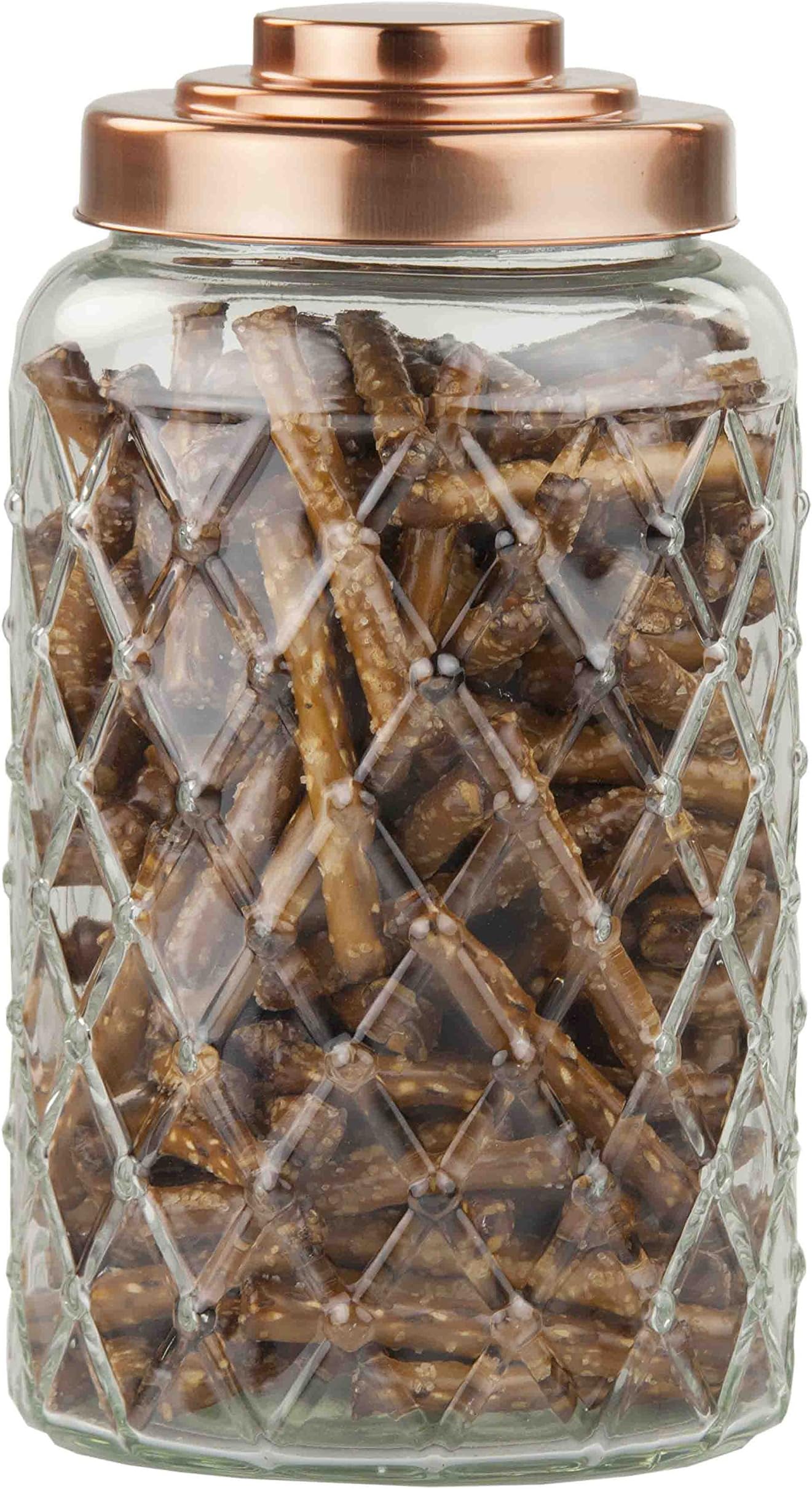 Amazon.com: Home Basics Textured Glass Jar with Gleaming Air-Tight ...