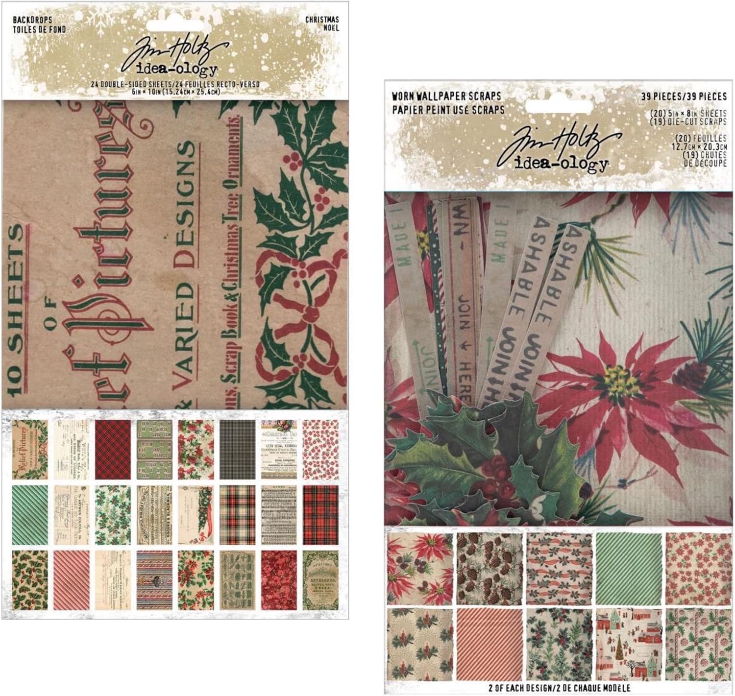 Amazon.com: Tim Holtz Idea-Ology Winter 2022 Backdrops and Worn ...