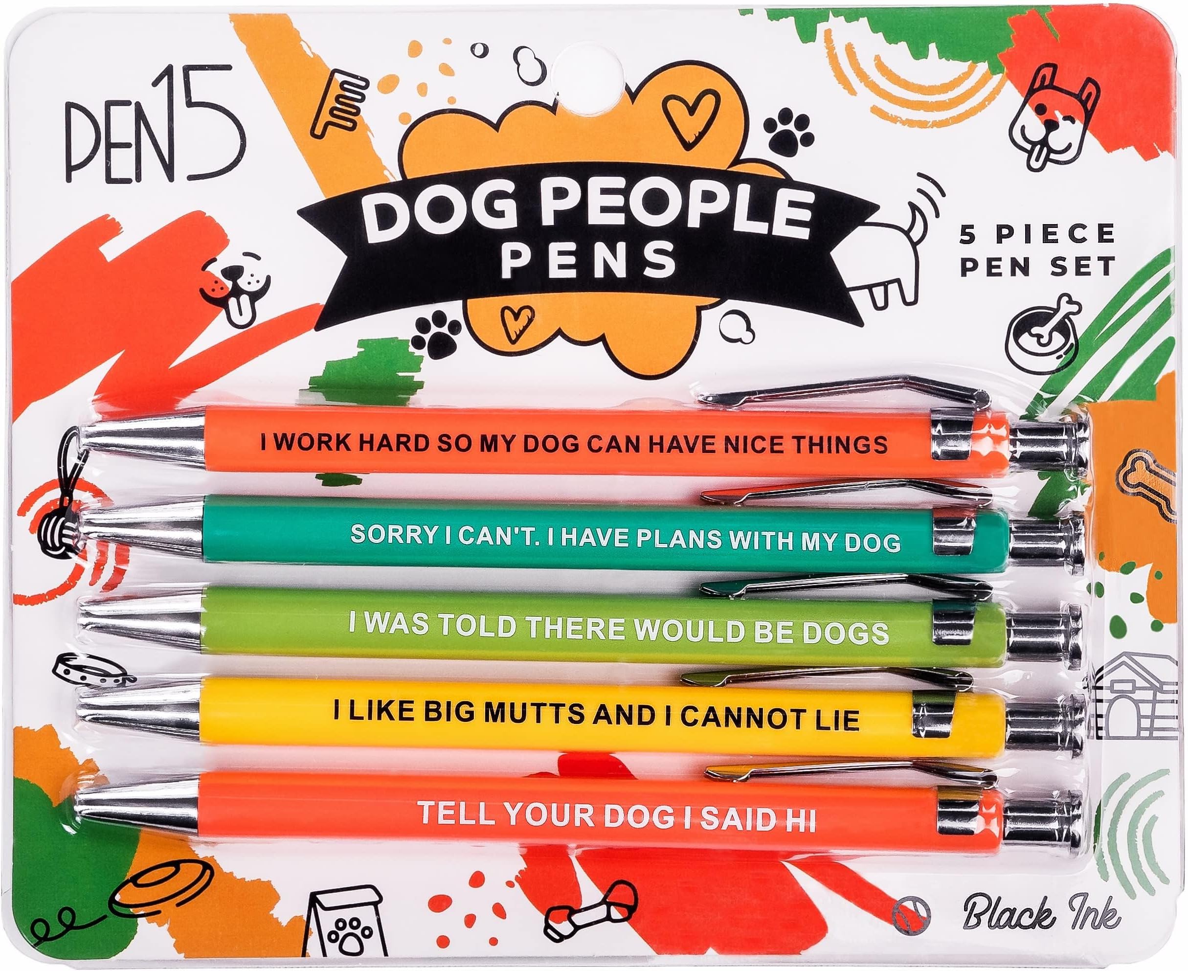 MilkToast Brands Funny Dog People Pens, A snarky gag gift set for pet ...