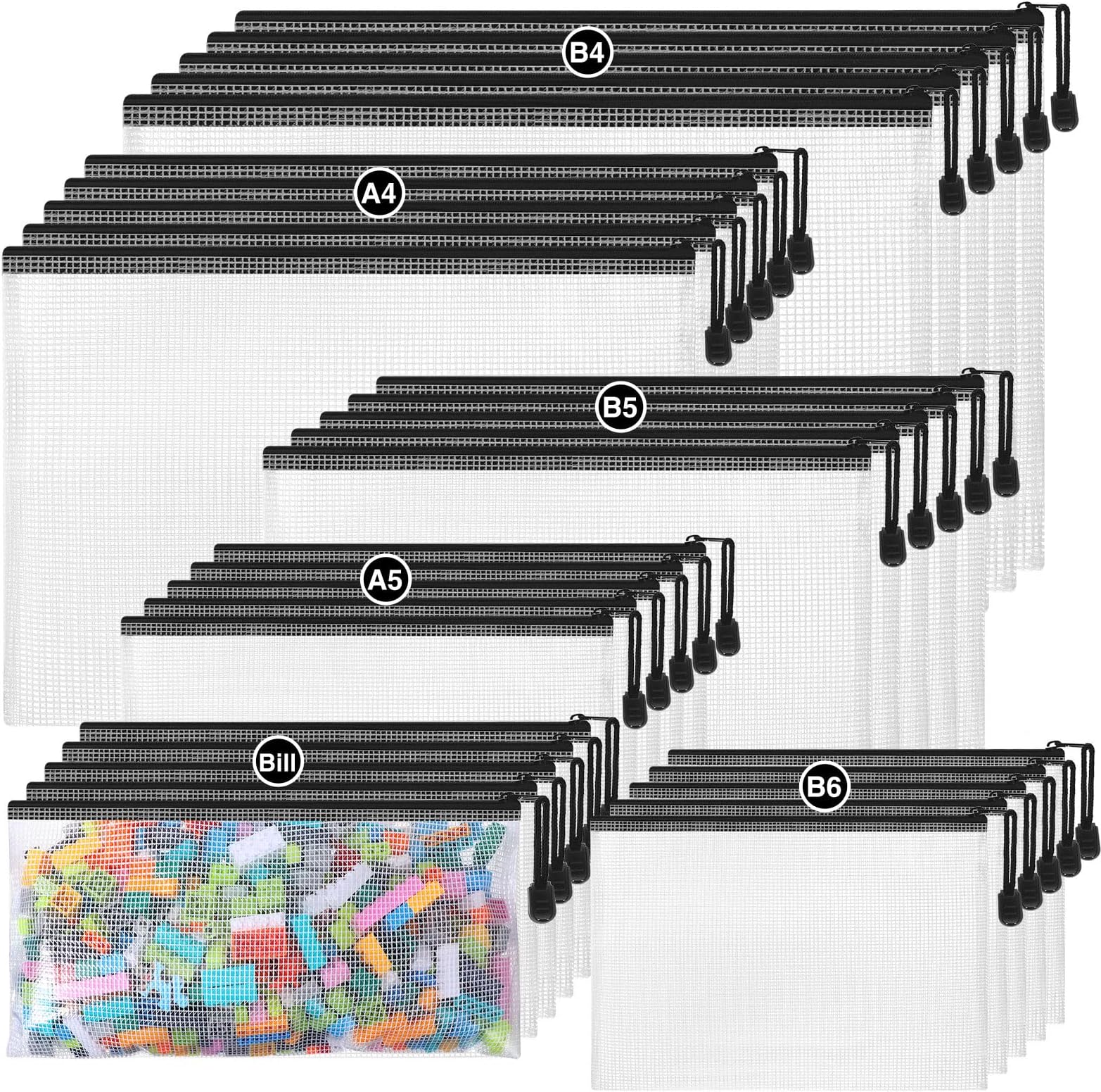 Amazon.com : Jetec 30 Pcs Mesh Zipper Pouch Waterproof Translucent ...