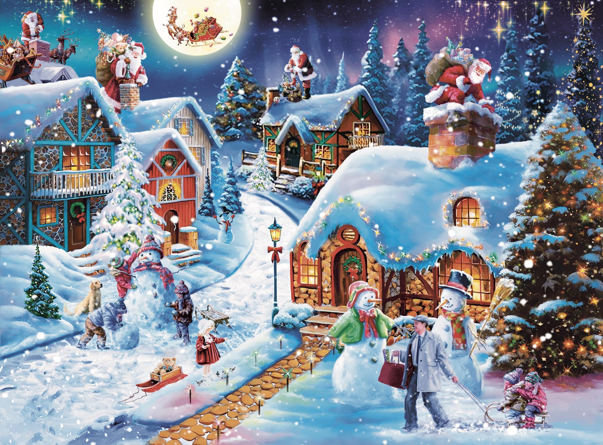 Amazon.com: 1000 Piece Puzzle for Adults Christmas Snowscape Christmas ...