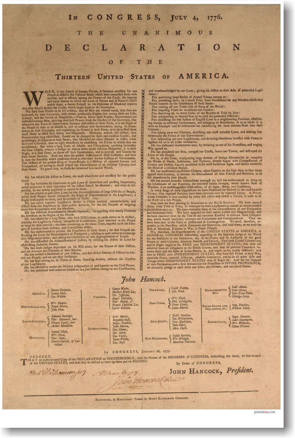 Amazon.com: The Declaration of Independence - US History Government ...