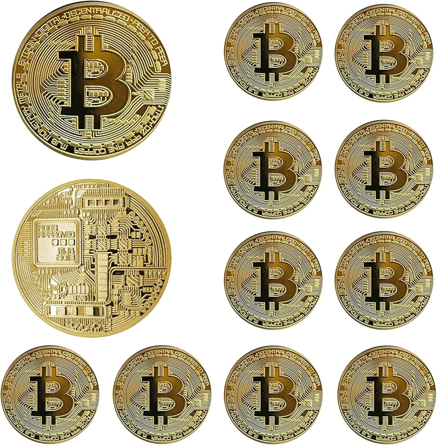 12Pcs Bitcoin - Pure Gold Physical Bitcoin Coin Blockchain ...