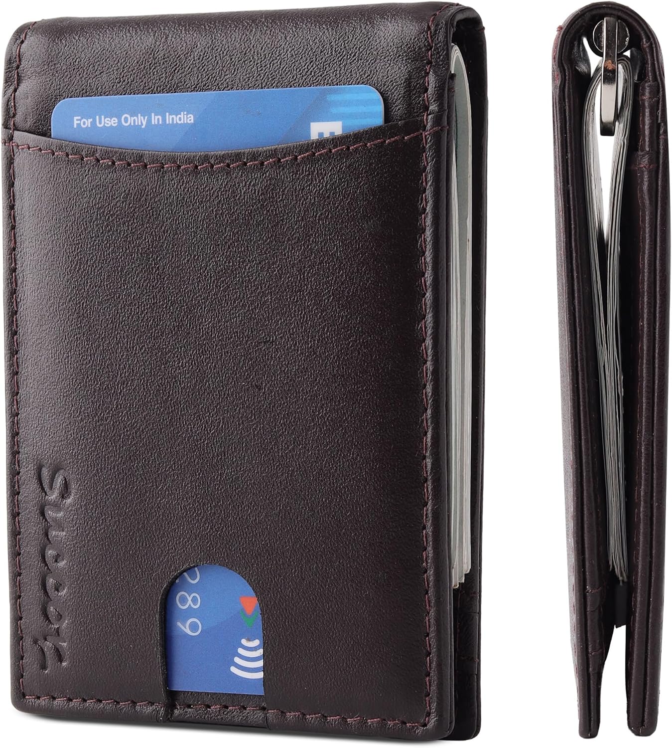 Amazon.com: Succor Genuine Leather Money Clip Wallet - RFID Blocking ...
