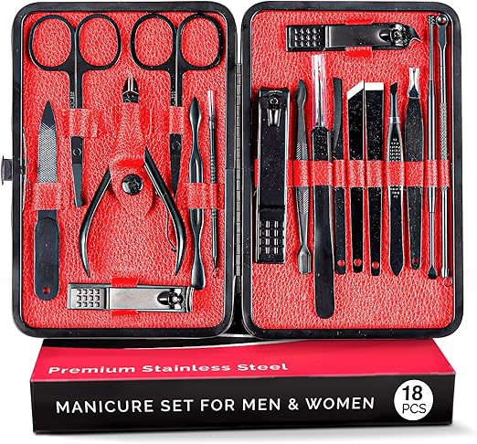 Amazon.com : 18pcs Stainless Steel Manicure Kit for Men & Women ...