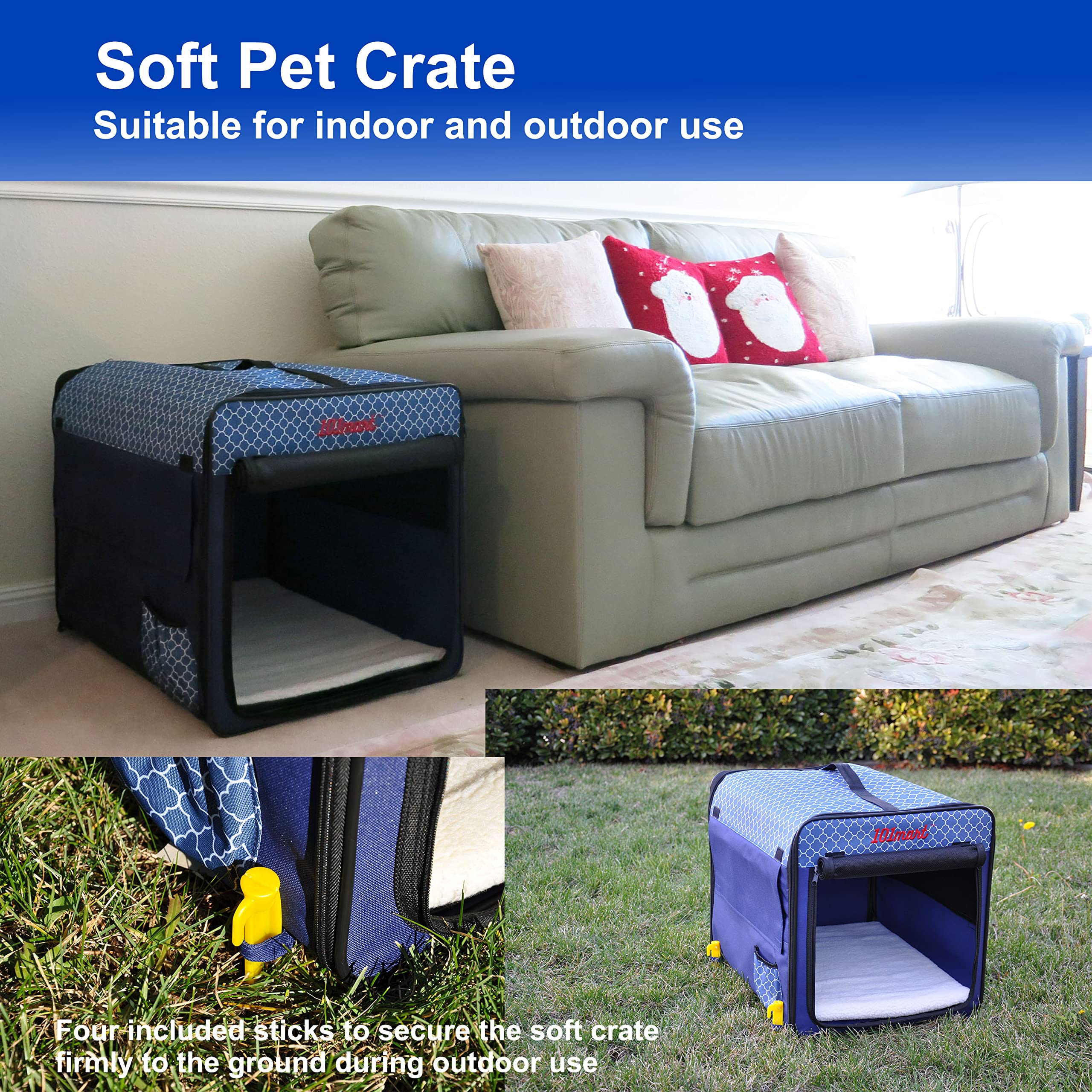 101mart Premium Soft-Sided Foldable Dog Crate for Home | Portable ...