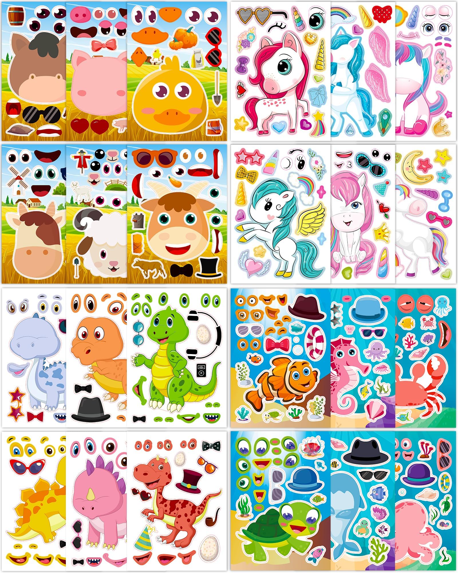 Amazon.com: KARSLORA Stickers for Kids, 36 Sheets Make a Face Stickers ...