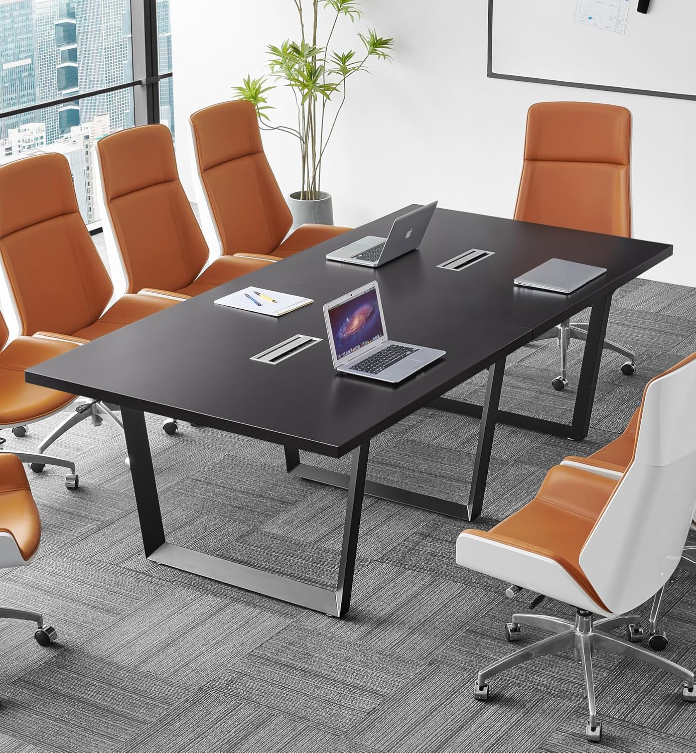 Amazon.com: ahliss Sturdy Conference Table with Cable Management ...