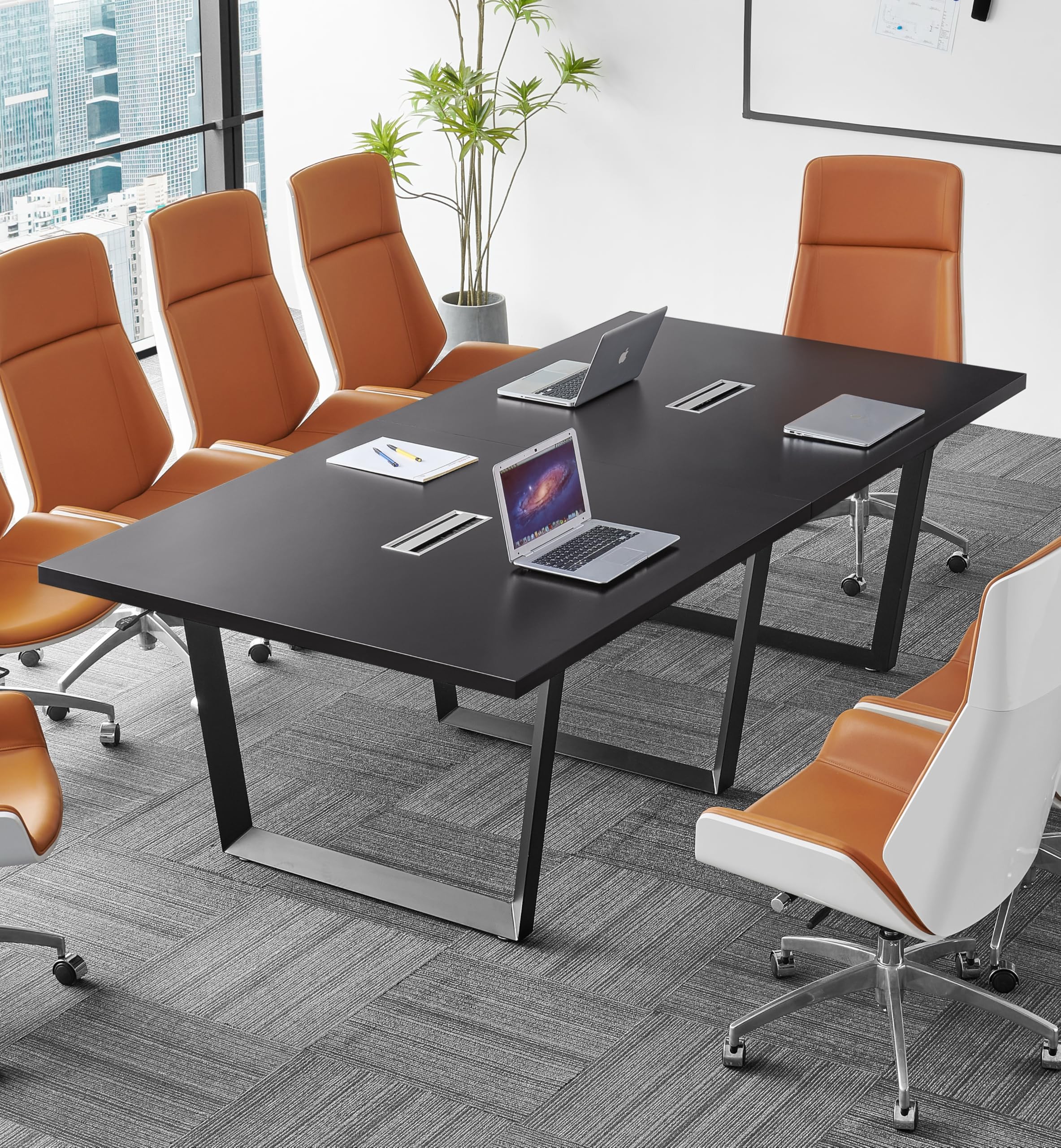 Amazon.com: ahliss Sturdy Conference Table with Cable Management ...