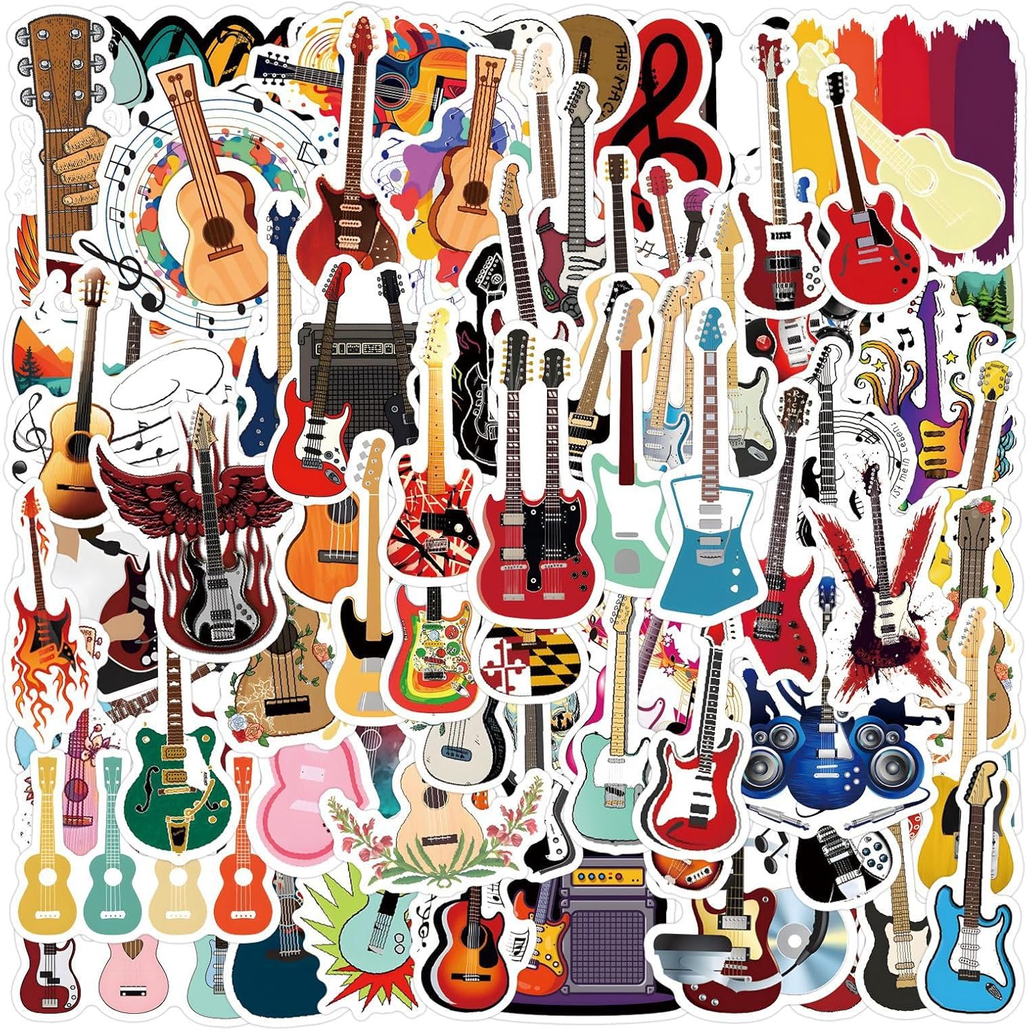 110 Pcs Guitar Musical Instrument Scrawl Stickers for Guitar,Bicycle ...