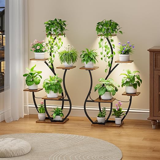 Amazon.com: CODACE Plant Stand Indoor with Grow Lights - 2 PCS Indoor ...