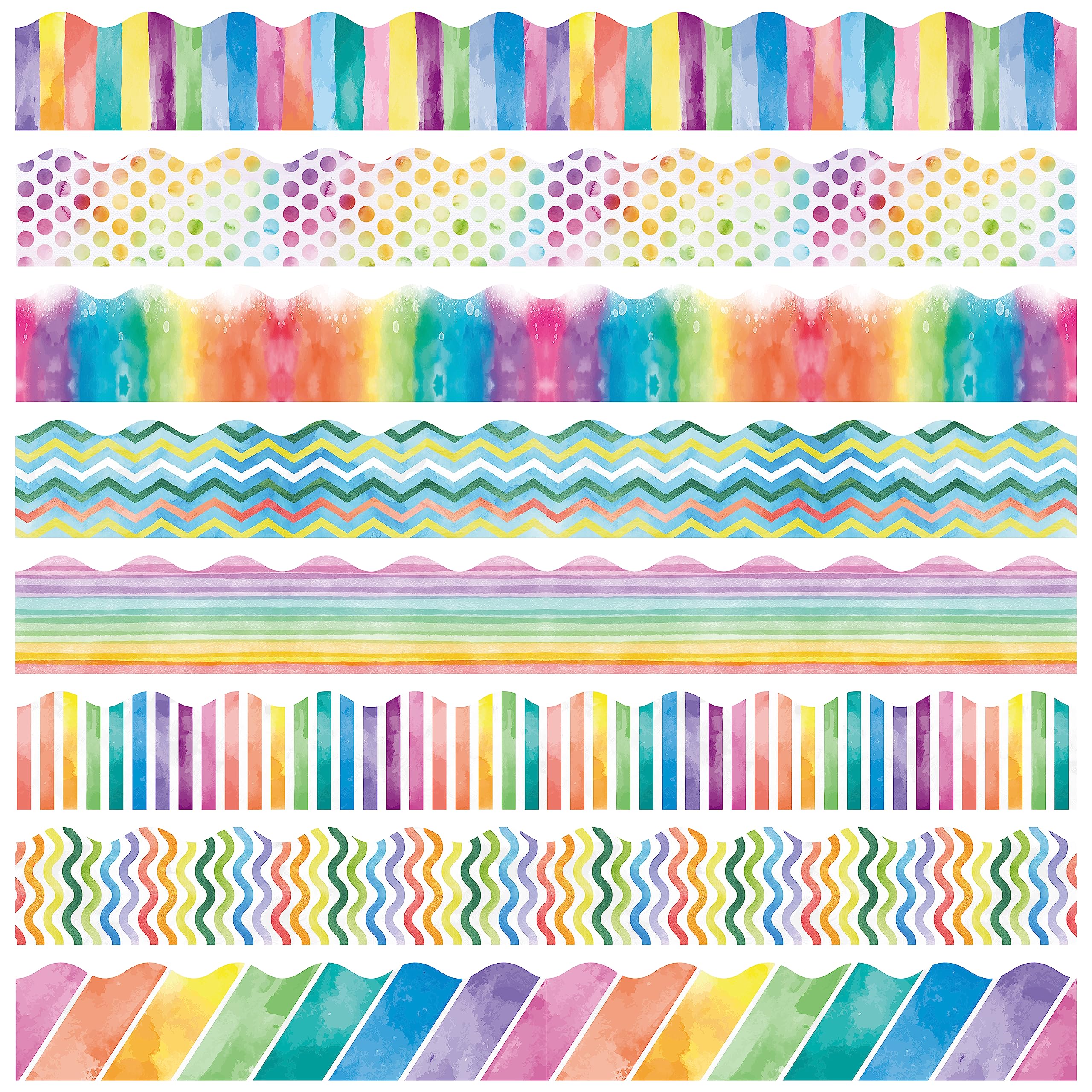 Snapklik.com : 96Pcs Watercolor Bulletin Board Borders Colorful ...