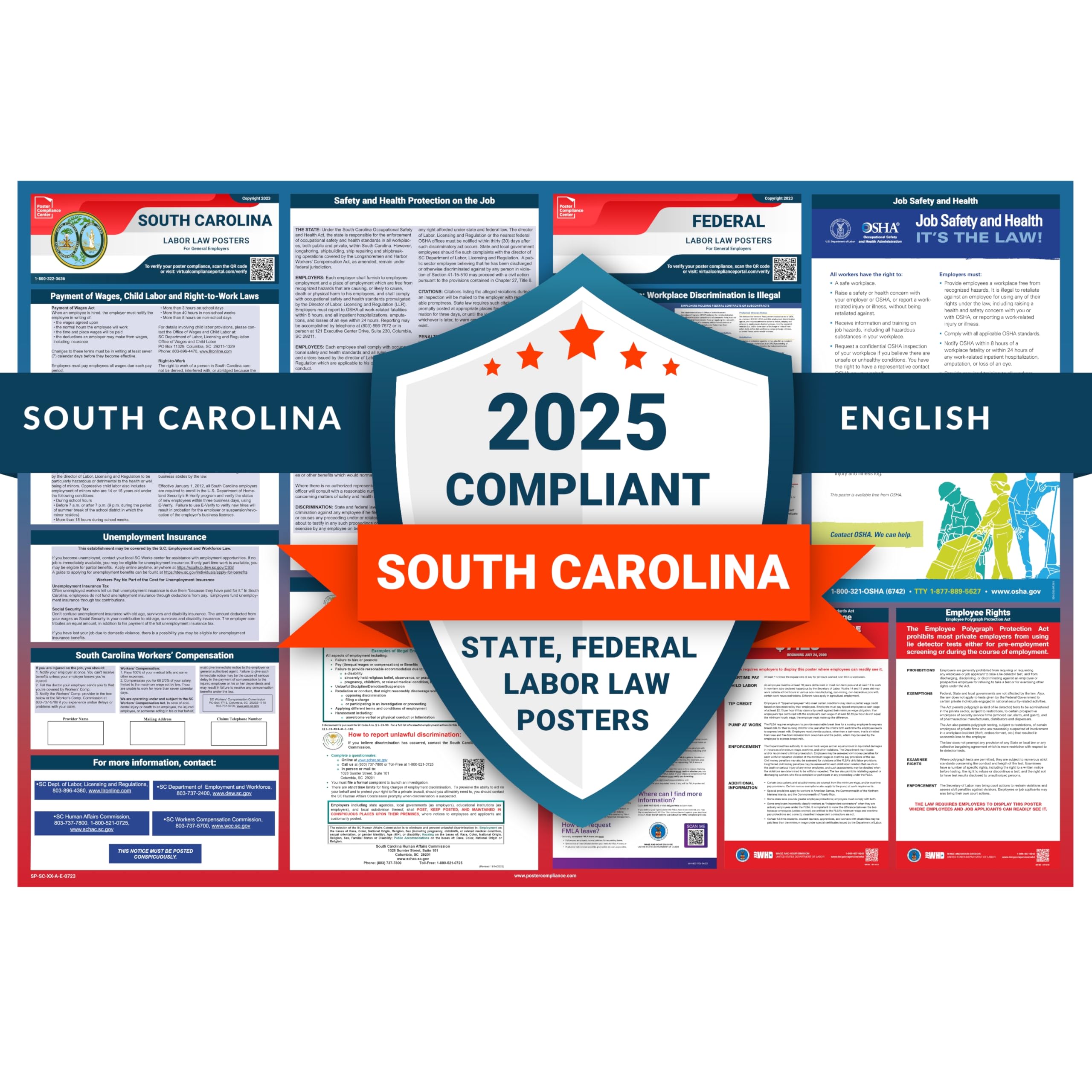 Amazon.com : South Carolina State & Federal Labor Law Poster | OSHA ...