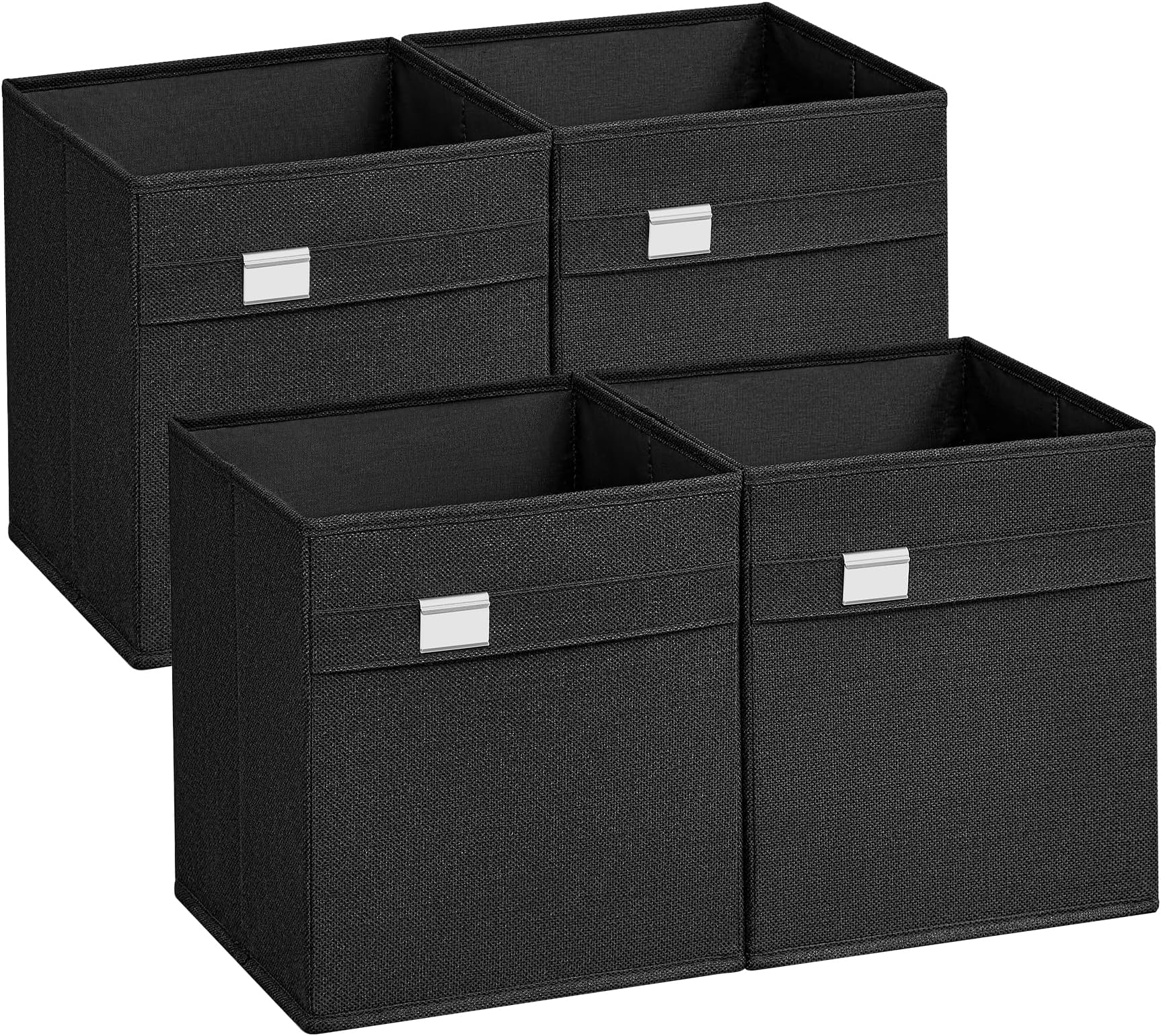 SONGMICS Storage Boxes, Set of 4, 26 x 26 x 28 cm, 2 Handles, Foldable ...
