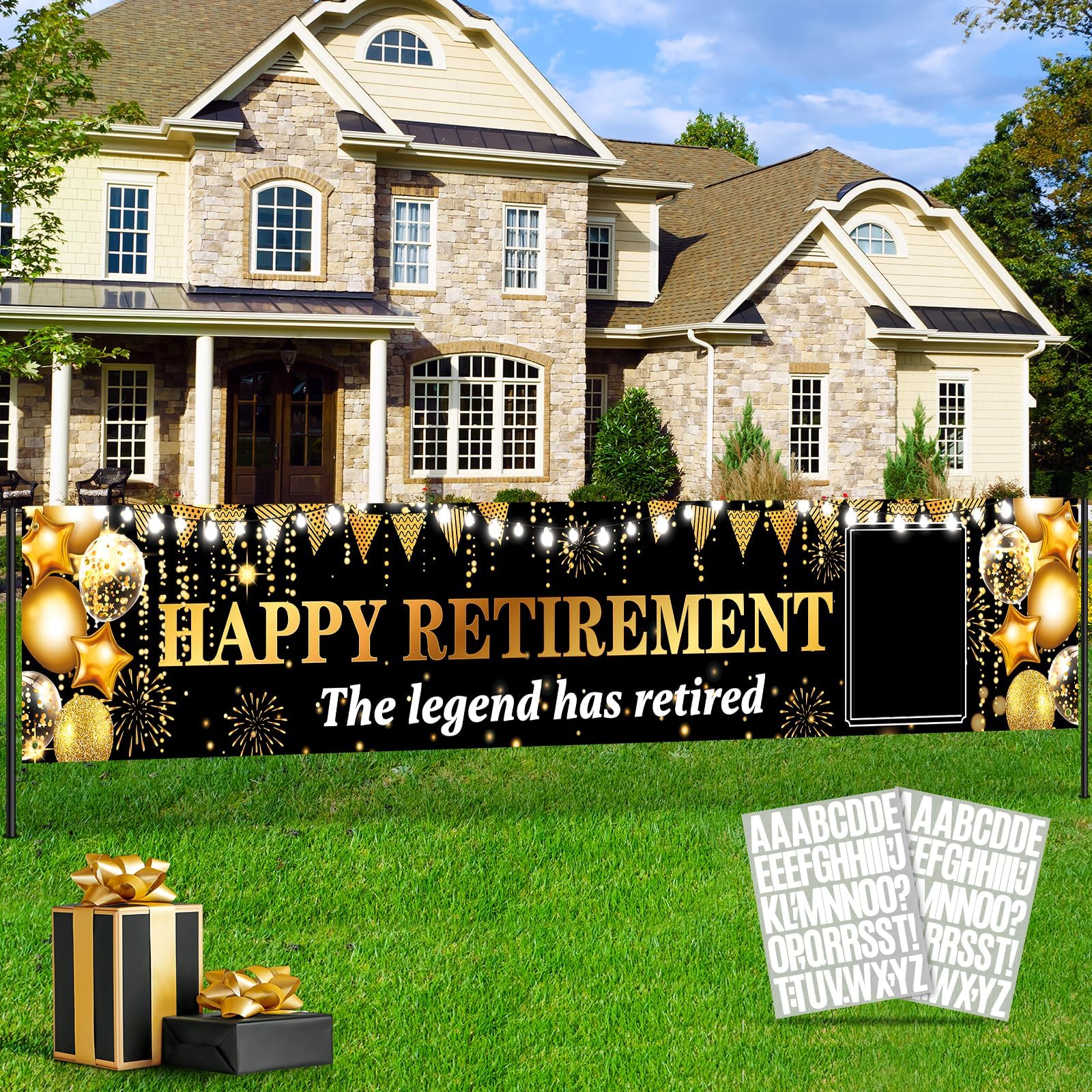 Amazon.com: Retirement Banner Horizontal Large Retirement Sign Banner ...