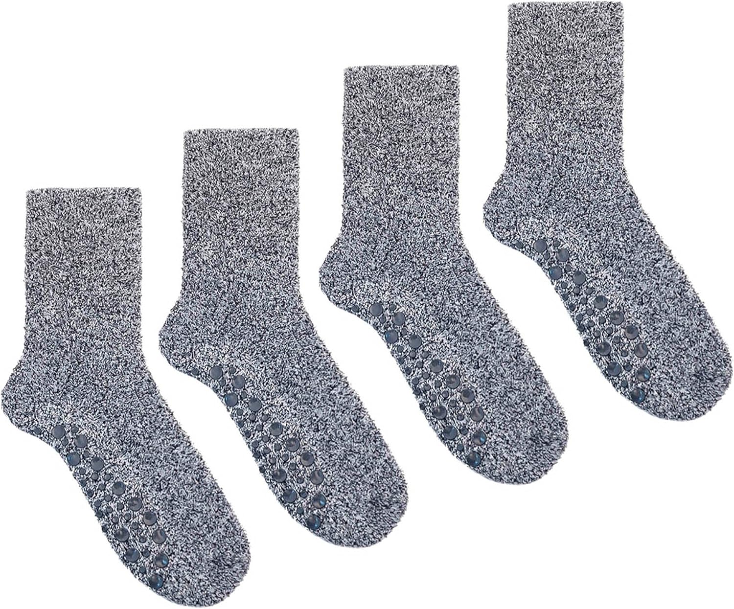 Sock Stack 4 Pairs Men's Grey Marl Non-Skid Slipper Socks size 7-11 EUR ...