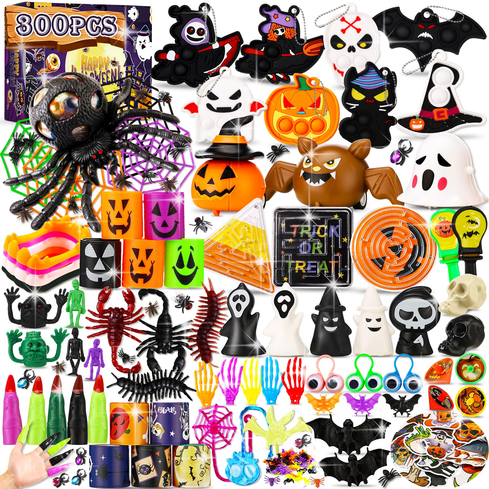 Amazon.com: Zunaco 300PCS Halloween Party Favors for Kids, Trick or ...