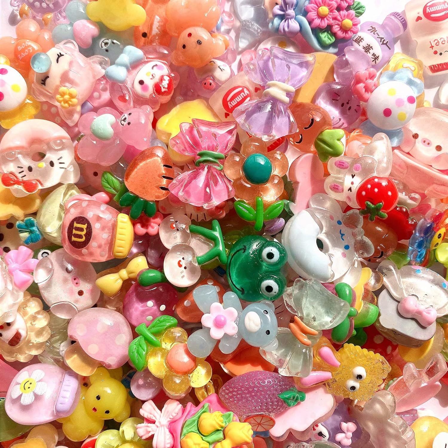 Amazon.com: JINDUODUO 120 Pcs Random Slime Charms Bulk DIY Craft Making ...