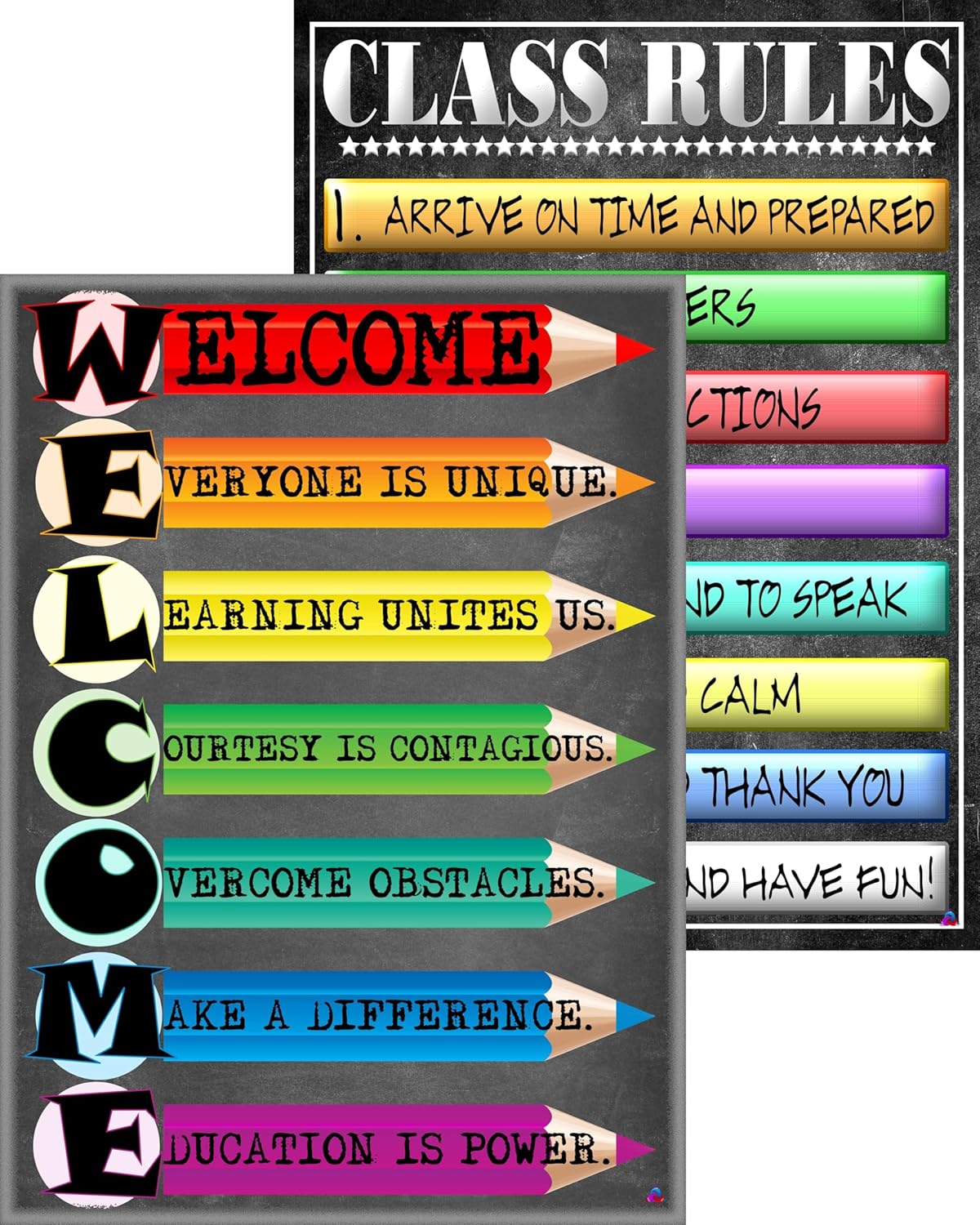 Amazon.com: Welcome Acronym and Class Rules Posters- Laminated 14x19.5 ...