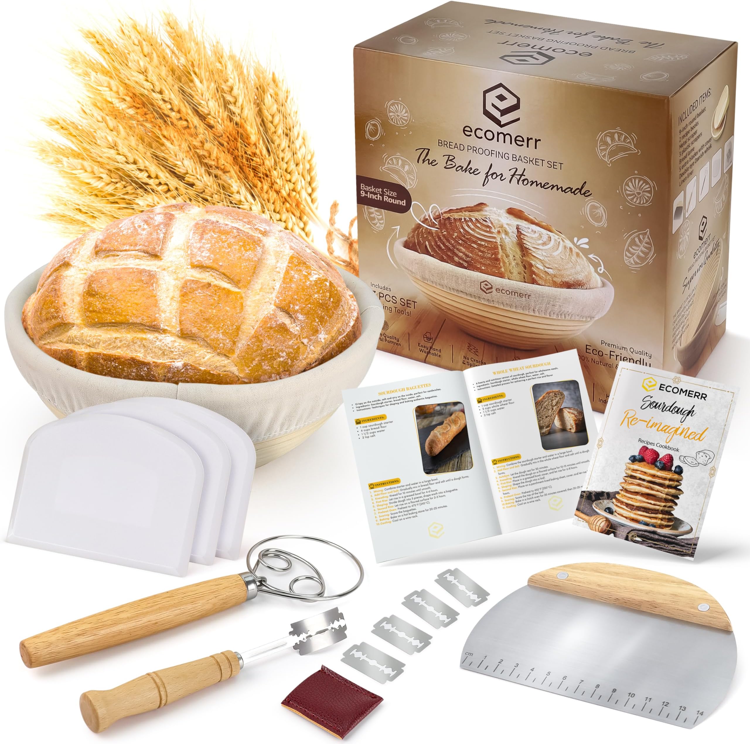 Amazon.com: PIDIUDIU Sourdough Starter Kit of 4, Round 9 Inch Banneton ...