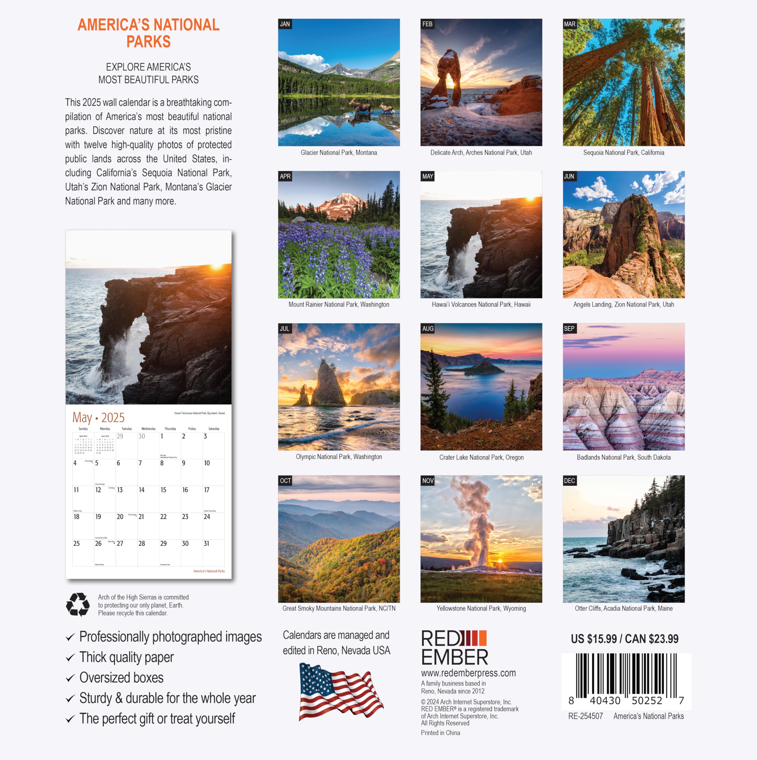 Snapklik.com : Americas National Parks 2025 Wall Calendar 12 Month 12 ...