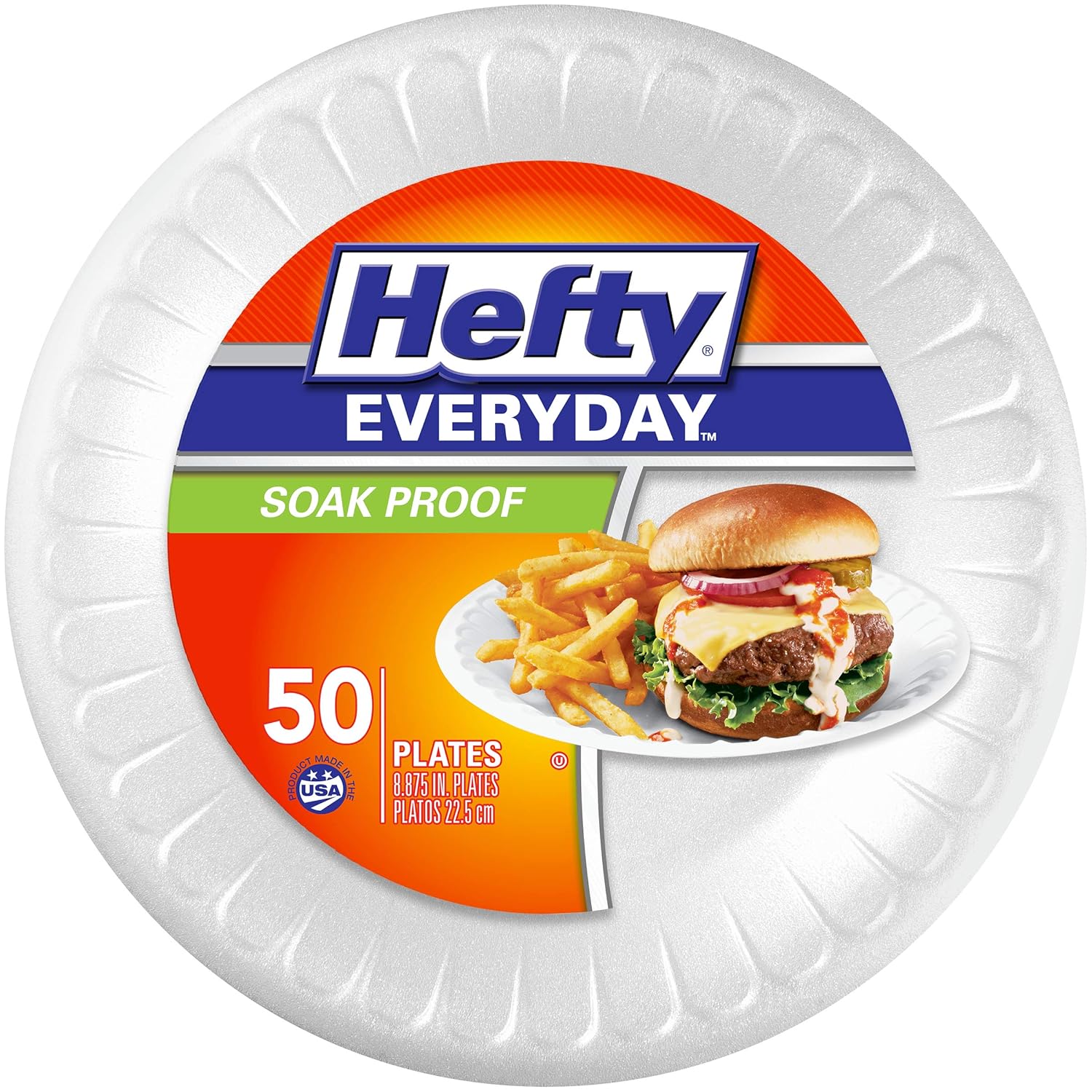 Amazon.com: Hefty Everyday Foam Plates (White, Soak Proof, 9-Inch, 50 ...