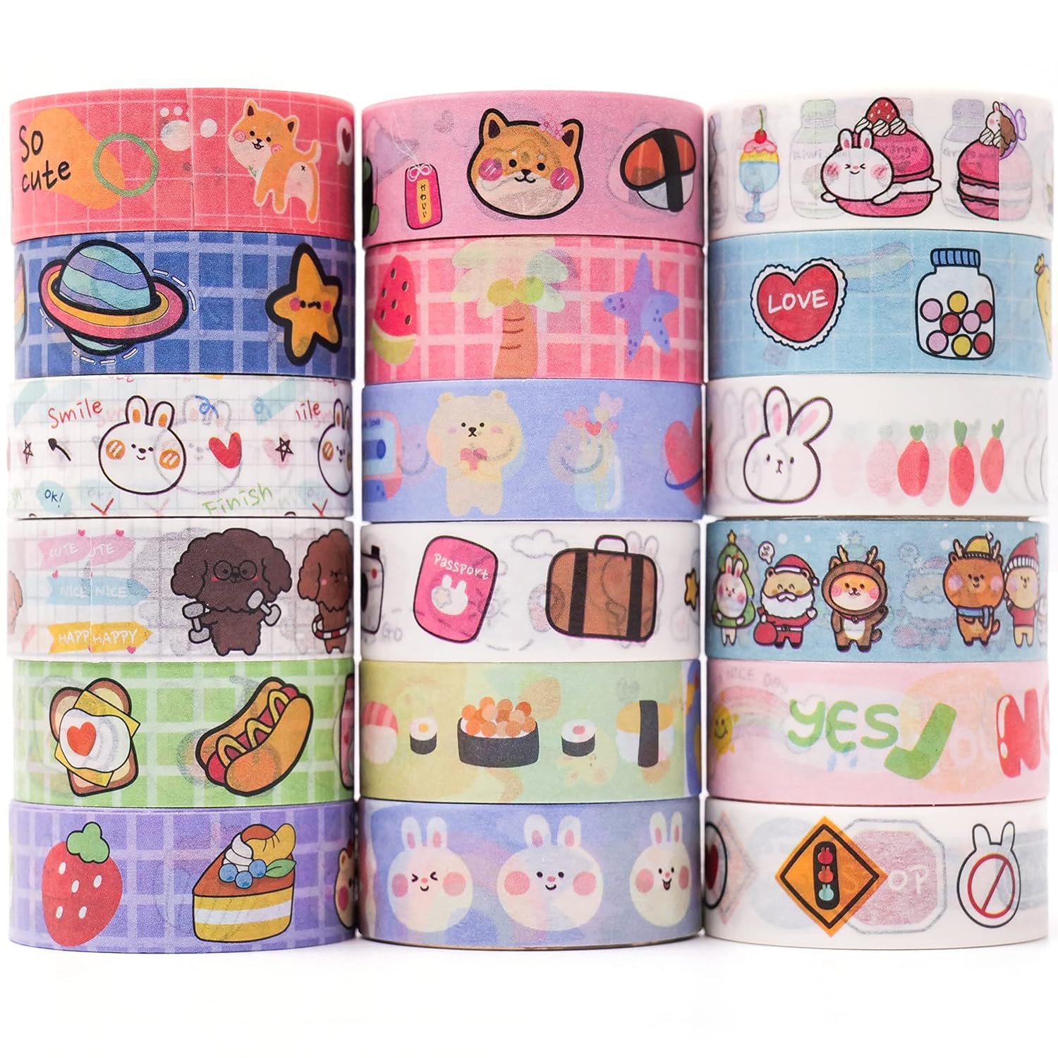 Amazon.com: CUNCUN Cute Washi Tape Set, 18 Rolls Kwaii Masking Tape ...